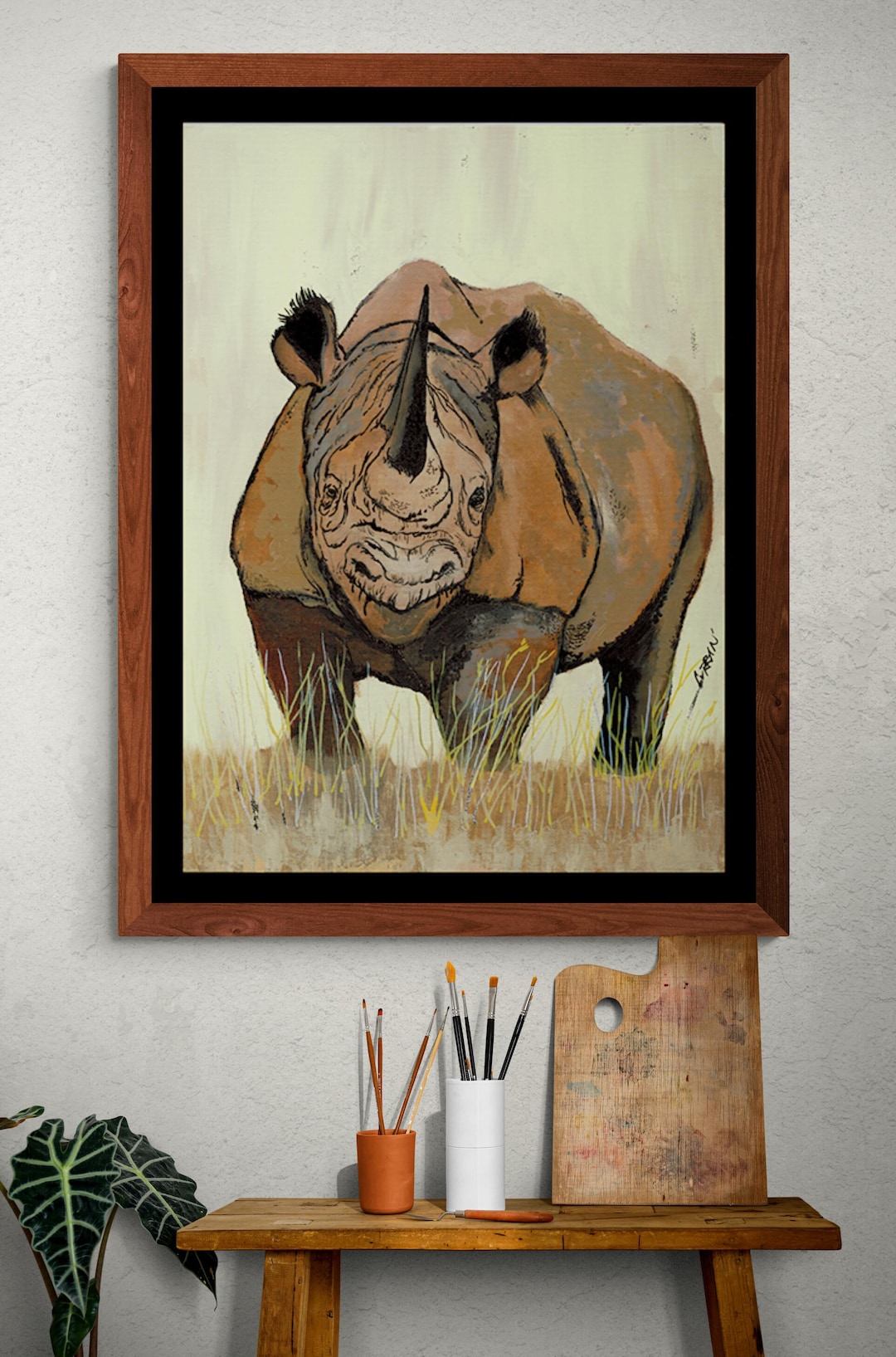Rhino Wall Art Print, Rhino Art Print, Rhino Wall Art, Rhino Poster ...