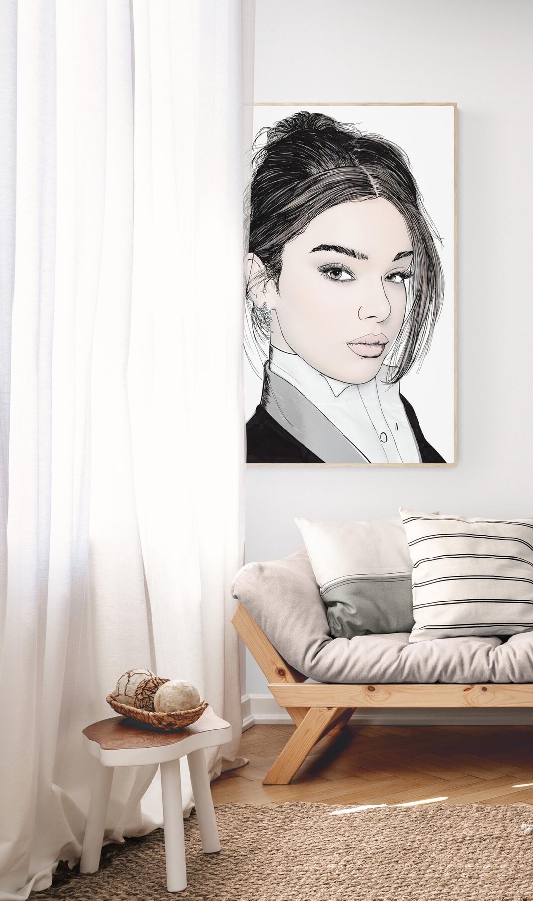 Hailee Steinfeld Canvas Art | Hand Drawn Celebrity Wall Art Print ...
