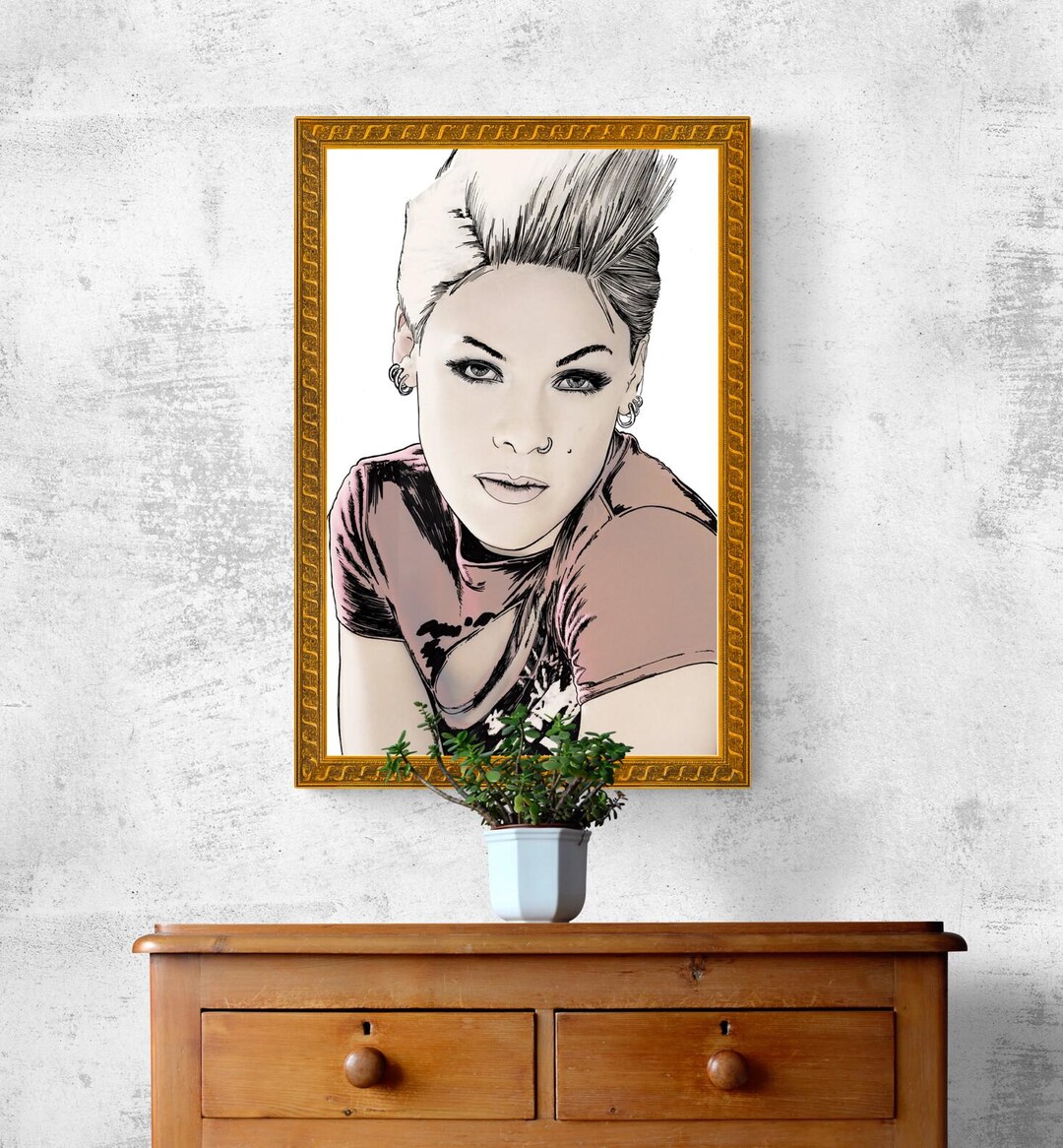 Pink Wall Art Print, Pink Art Poster, Alecia Moore Art Print, Singer ...