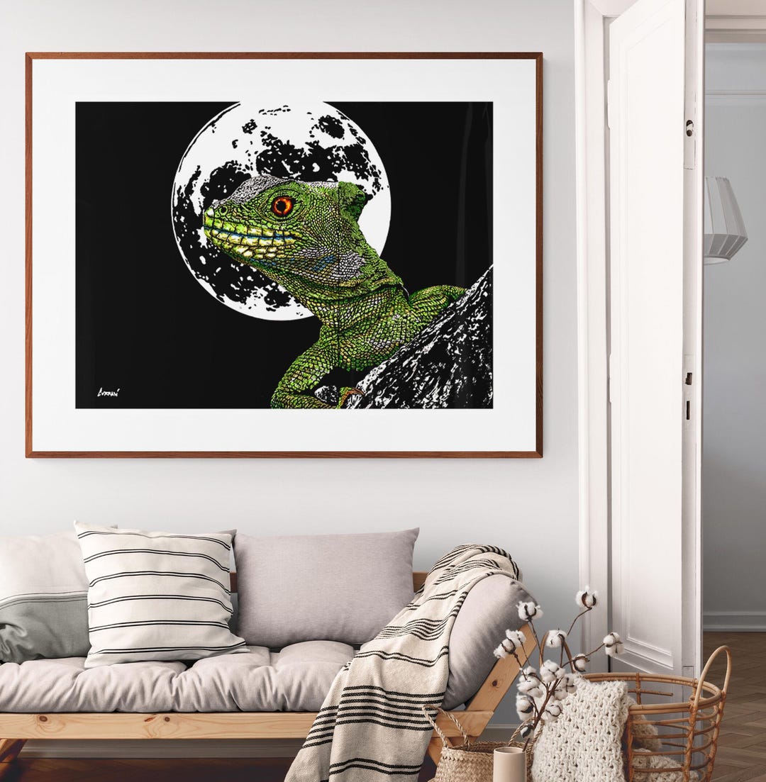 Lizard Art Print, Lizard Art Poster, Lizard Poster, Home Decor, Office ...
