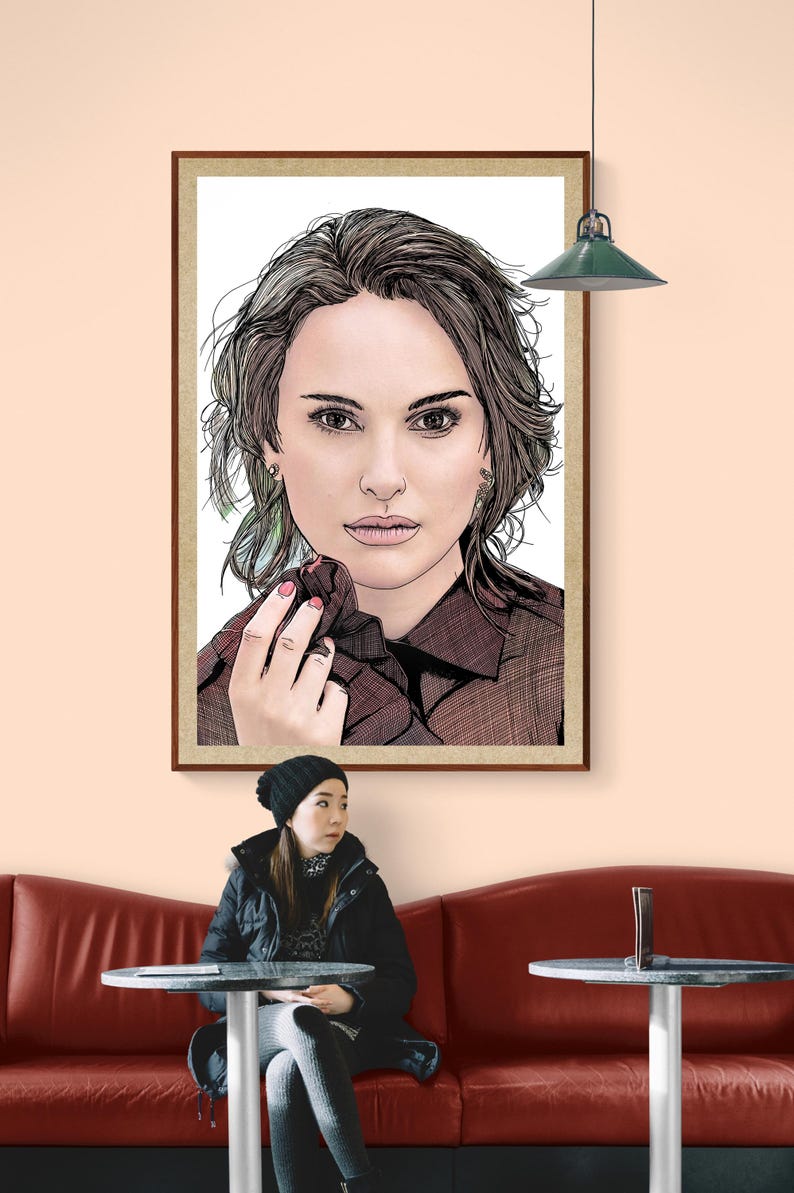 Natalie Portman Art Print, Original Hand Drawn Art by Kris Curran ...