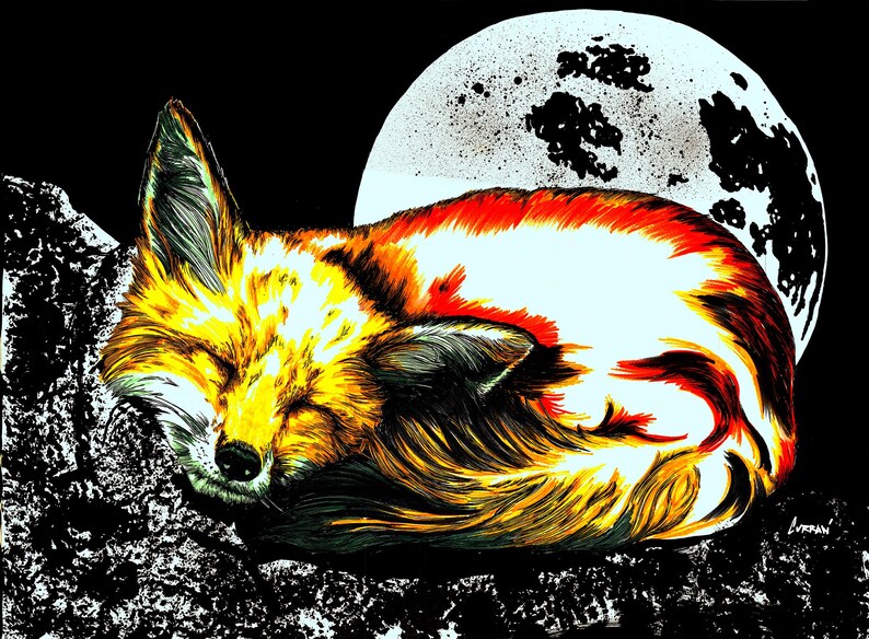 Fox Wall Art | Digital Download Red Fox Print | Hand-drawn Wildlife ...