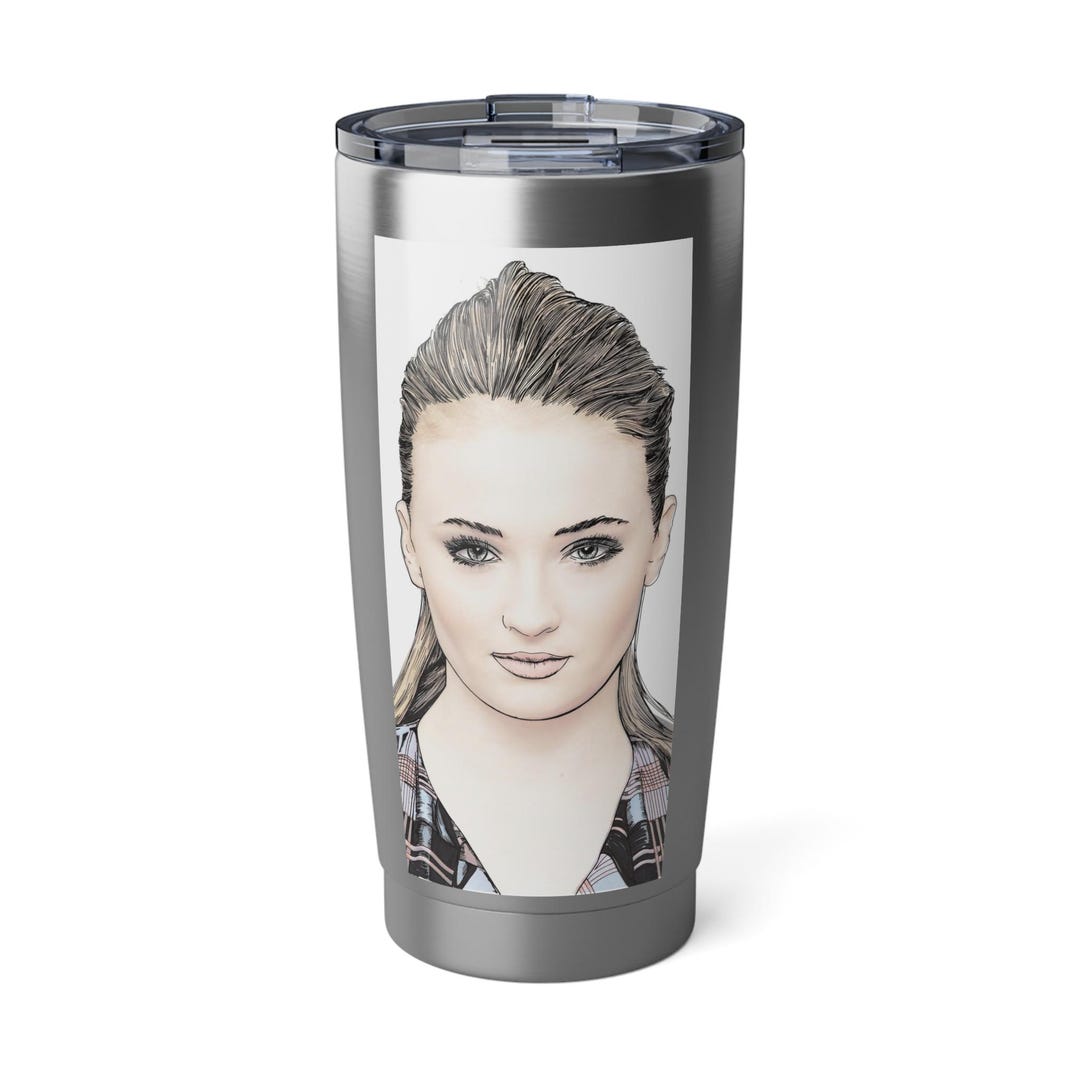 Sophie Turner Travel Mug 20oz Hand Drawn Celebrity Art Fan Gift Actress ...