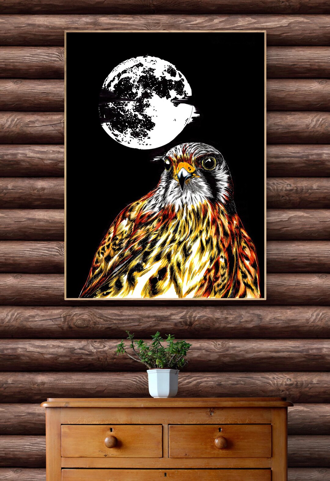 Falcon Wall Art | Digital Download Falcon Print | Hand-drawn Bird of ...
