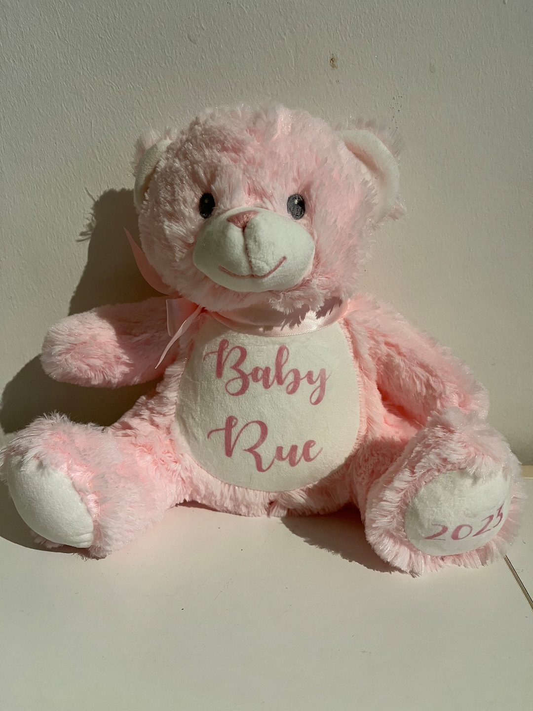 Personalised Fluffy Teddy Bear Baby Nursery Gift ,baby Shower Flower ...