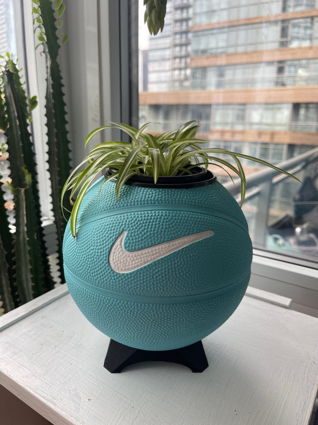 Nike Mini Basketball Planter metallic Teal & White - Etsy