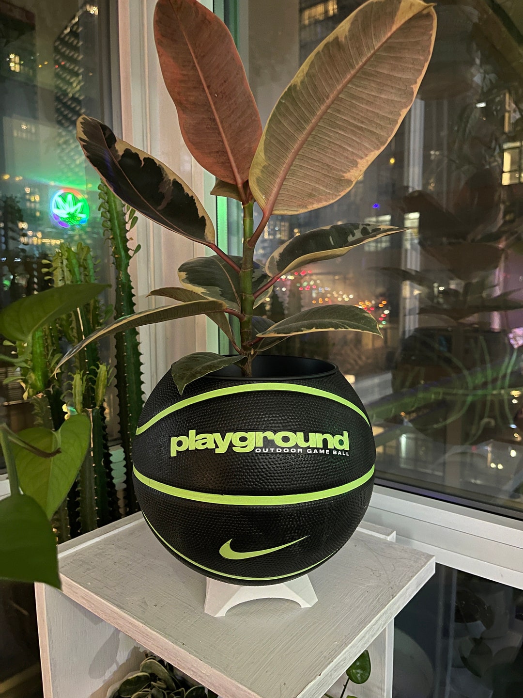 Nike Large Basketball Planter (black Lime) - Etsy