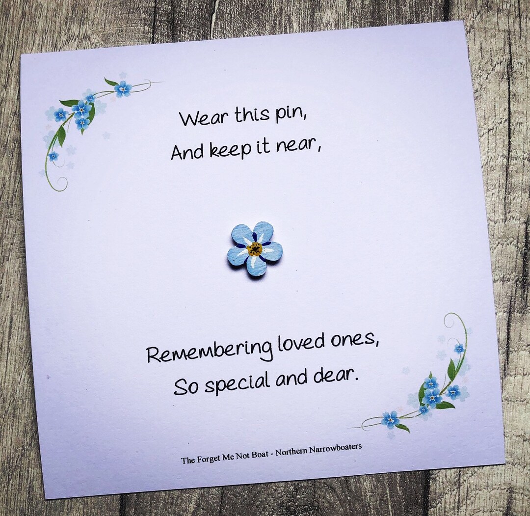 Forget Me Not Gift Pin. Personalised Keepsake. Teacher Gift, in Memory ...