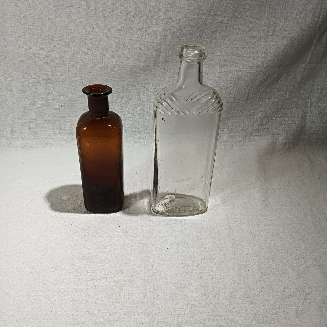 Vintage Square Wyeth and Rectangular Hawes Glass Bottles: Antique ...