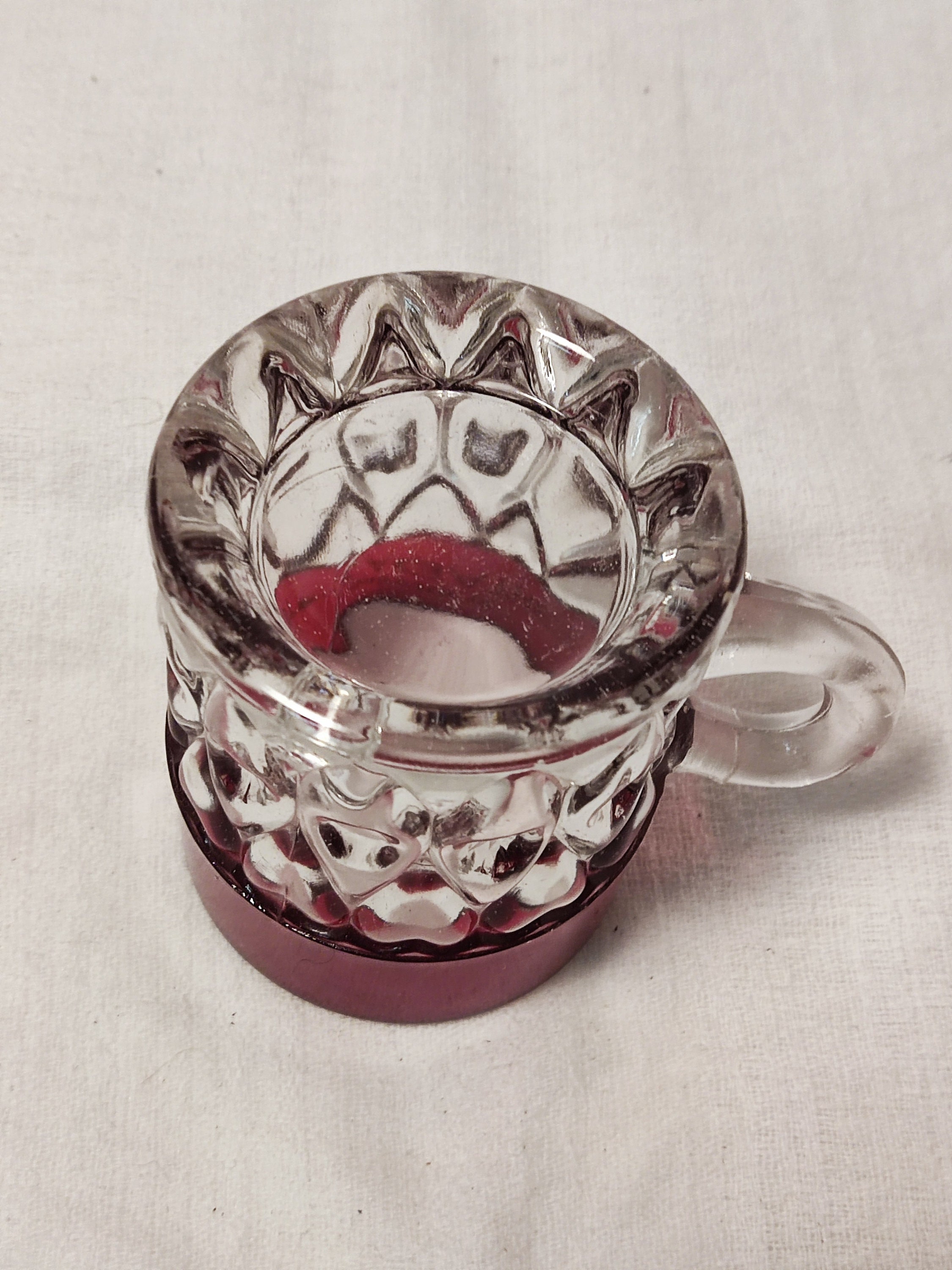 Rare Vintage Small Ruby Red and Clear Diamond Cut Glass - Etsy