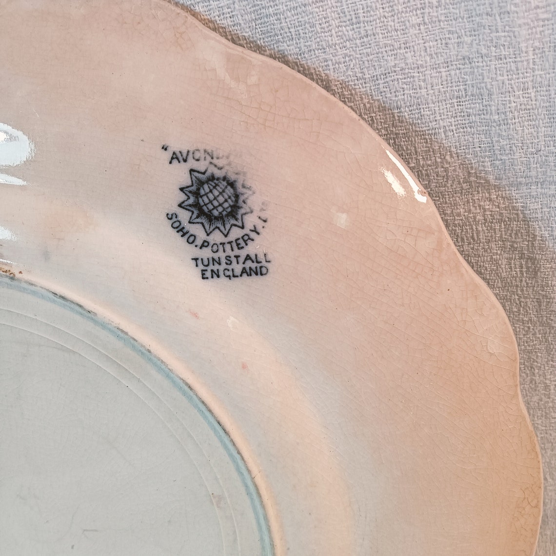 Vintage 10.5" Avondale Soho Blue & White Pottery Plate - Tunstall ...