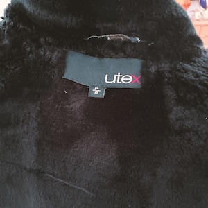 Vintage Utex Black Women Long Coat, Faux Fur Lining, Two Pockets ...