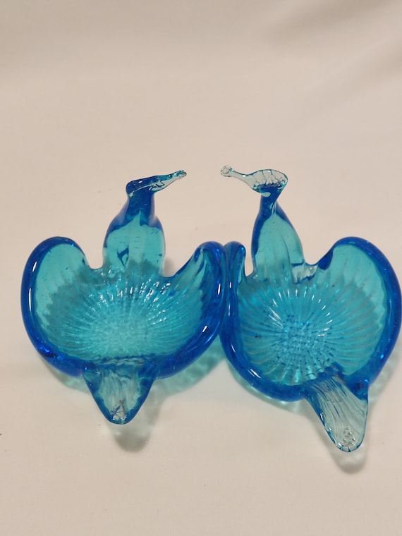 Vintage blue glass bird-shaped trinket dish, ring di… - Gem