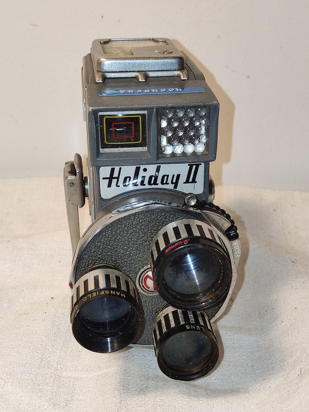 Vintage 1960s Mansfield Holiday II Turret Cine Camera With 3 Lenses ...