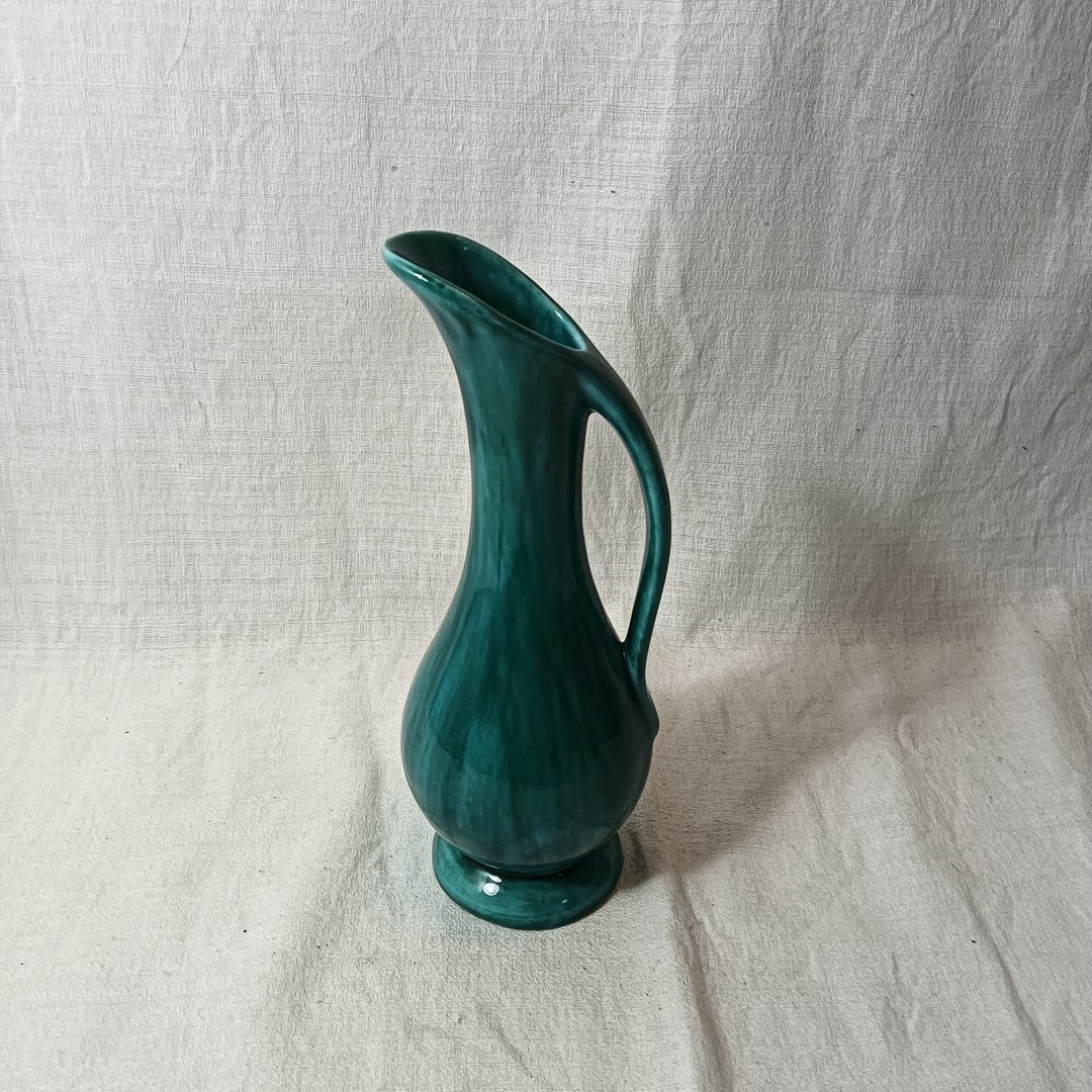 Vintage Alliston Canada MLP Maple Leave Pottery Green Glazed Pitcher ...