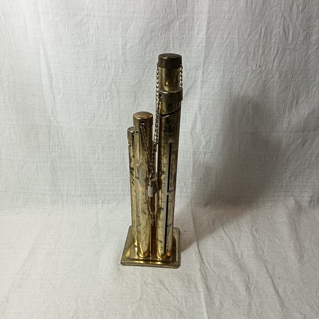 Vintage 12.5" Brass Coin Sorter Bank With 5 Tubes, Lock & Key ...