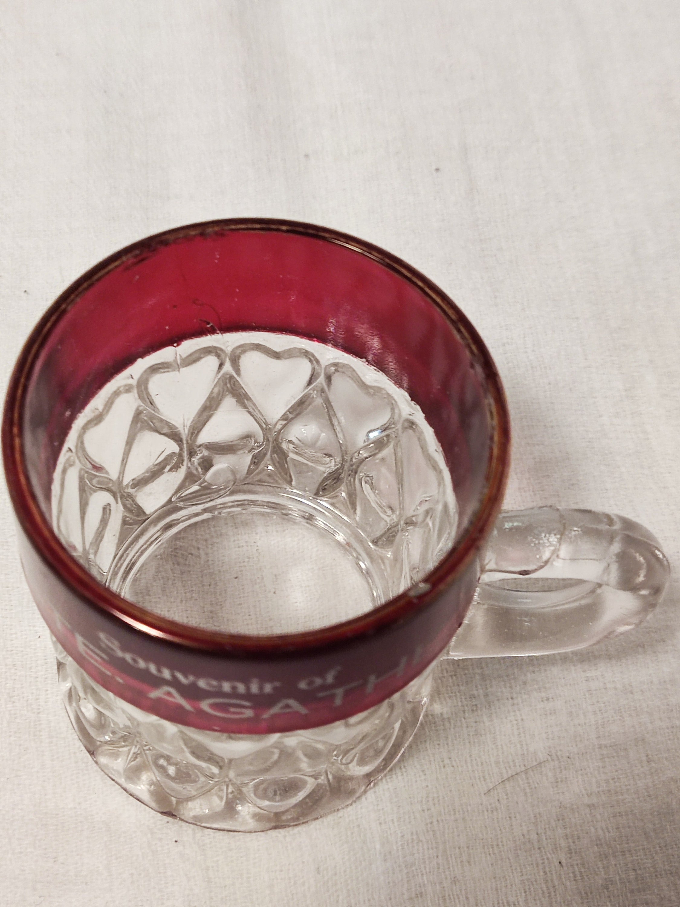 Rare Vintage Small Ruby Red and Clear Diamond Cut Glass - Etsy
