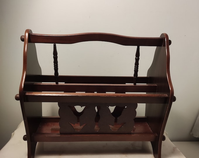 Vintage Wooden Magazine Rack, Newspaper Holder, Office Storage ...
