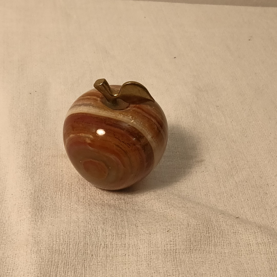 Marble Apple Paperweight With Metal Stem for Office Decor Gift - Etsy