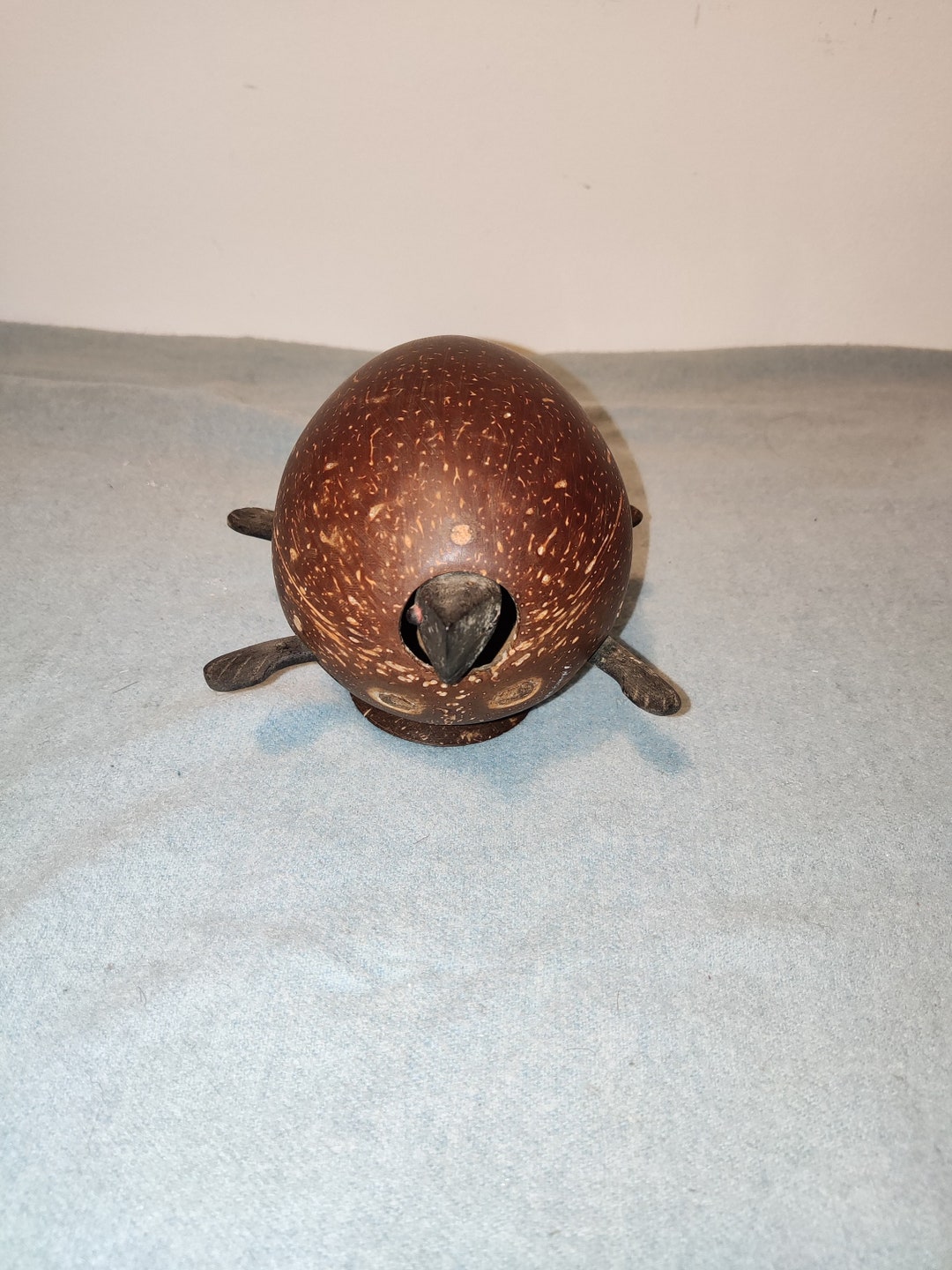 Vintage Handmade Coconut Turtle Figurine With Movable Neck, Home Decor ...