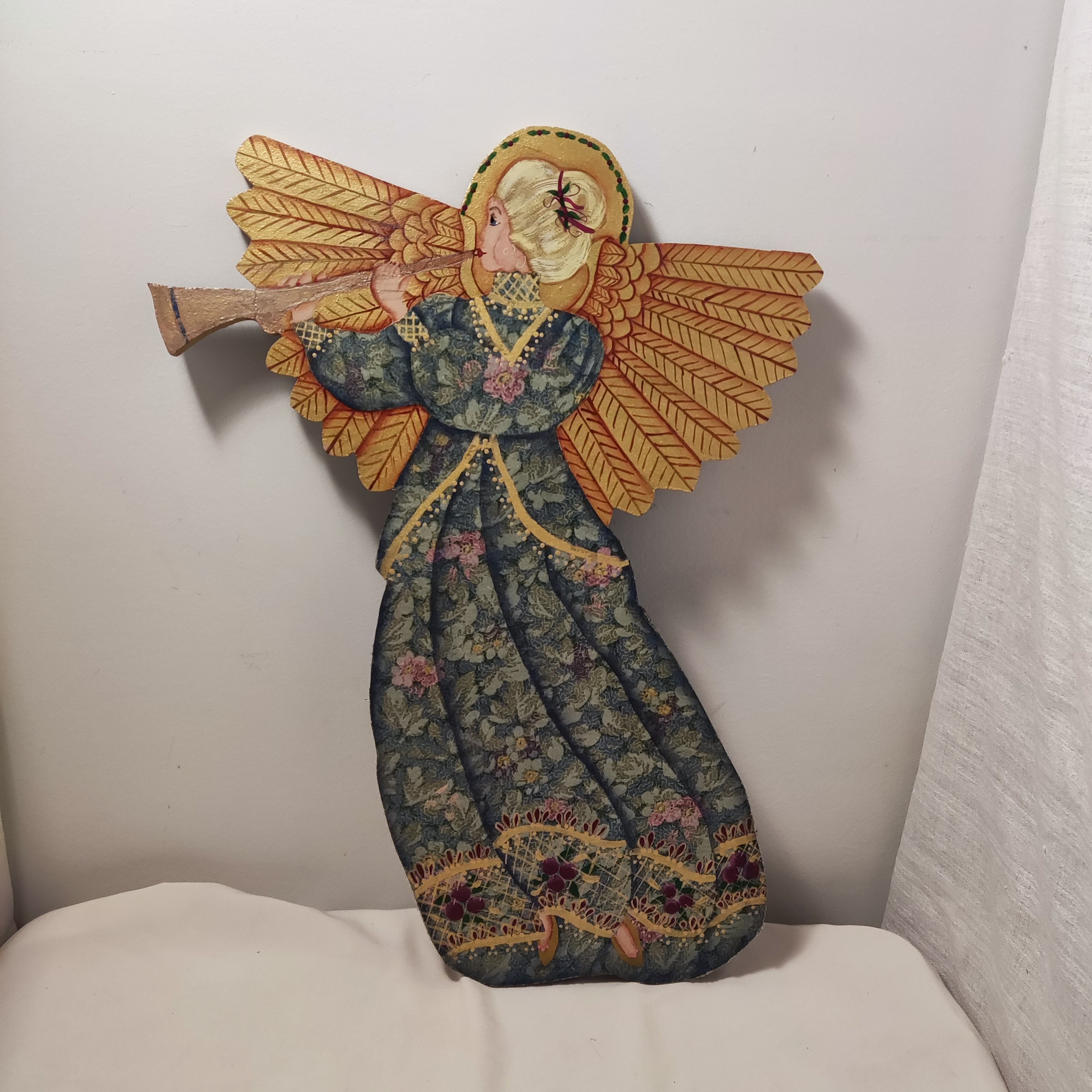 Vintage Wood Carving Angel With Trumpet Rustic Style Wood - Etsy