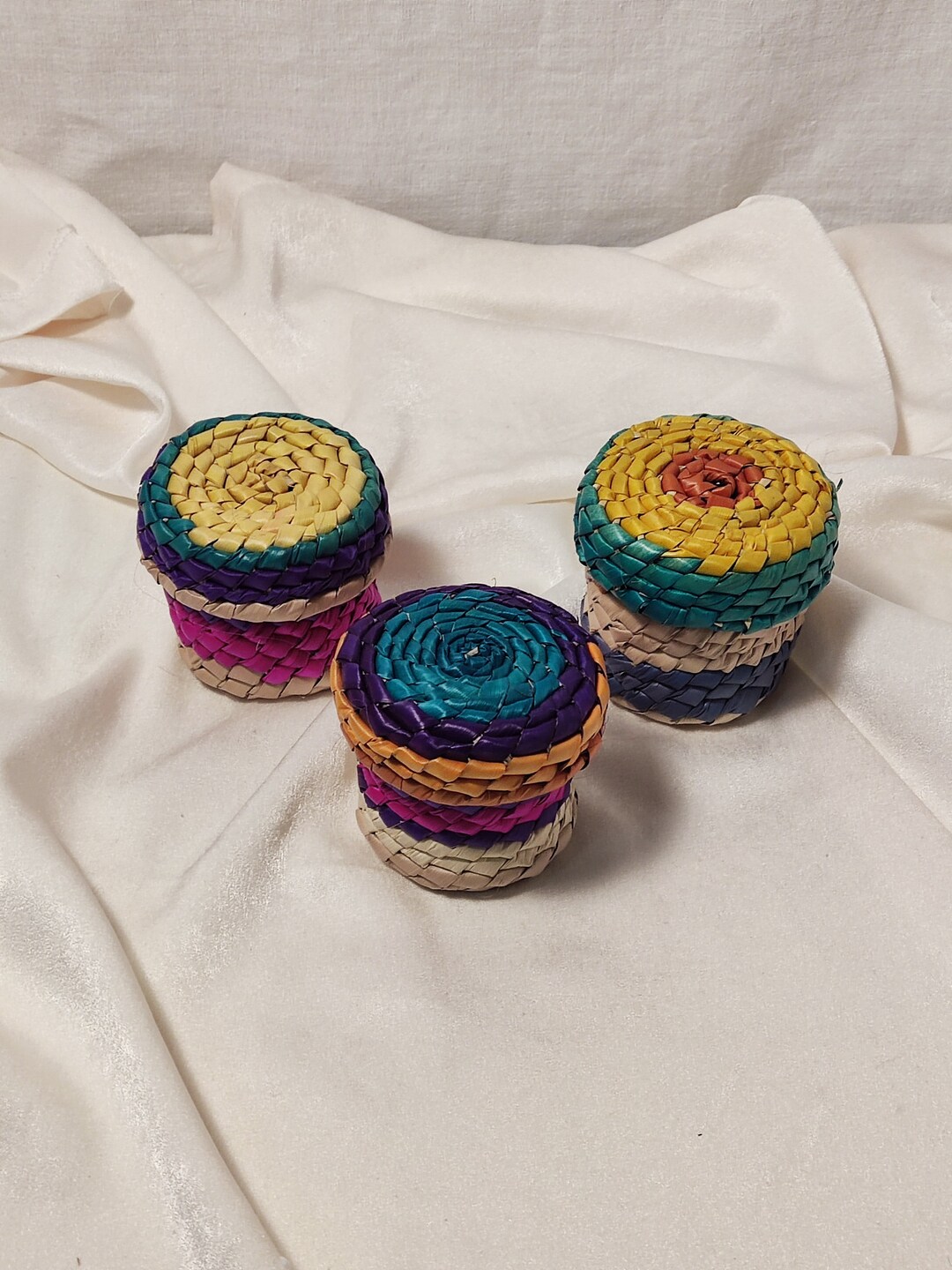 Handcrafted Mini Woven Straw Boxes With Lids - Versatile Storage for ...