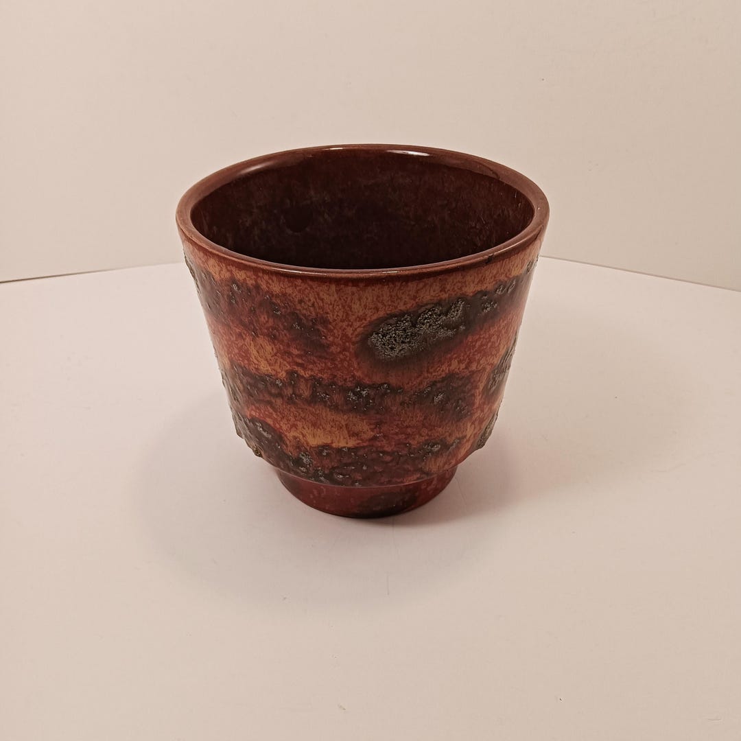 Vintage West German Indoor Pottery Planter: Retro Plant Pot for Home ...