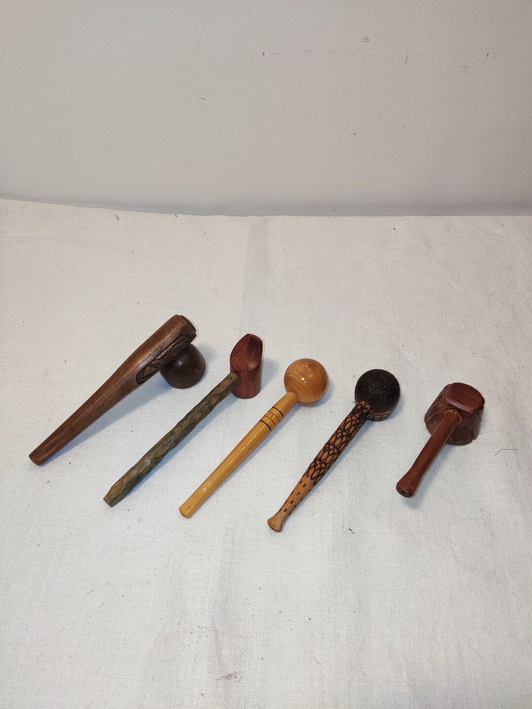 5 Pc Handmade Wooden Tobacco/smoking Pipes, Smoker Gift, Man Cave ...