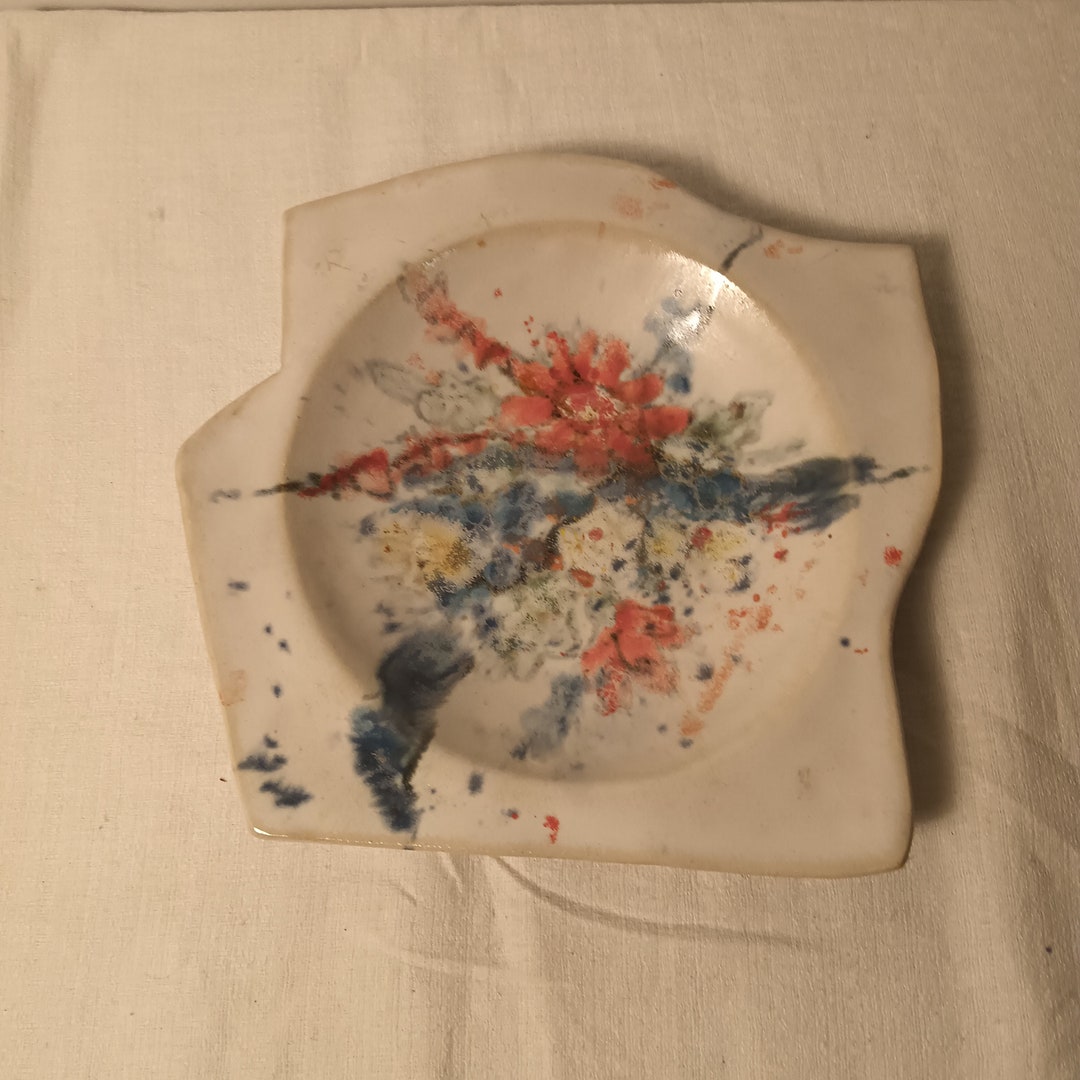 Vintage Studio Pottery Plate,irregular Shape, Abstract Pattern, Unique ...