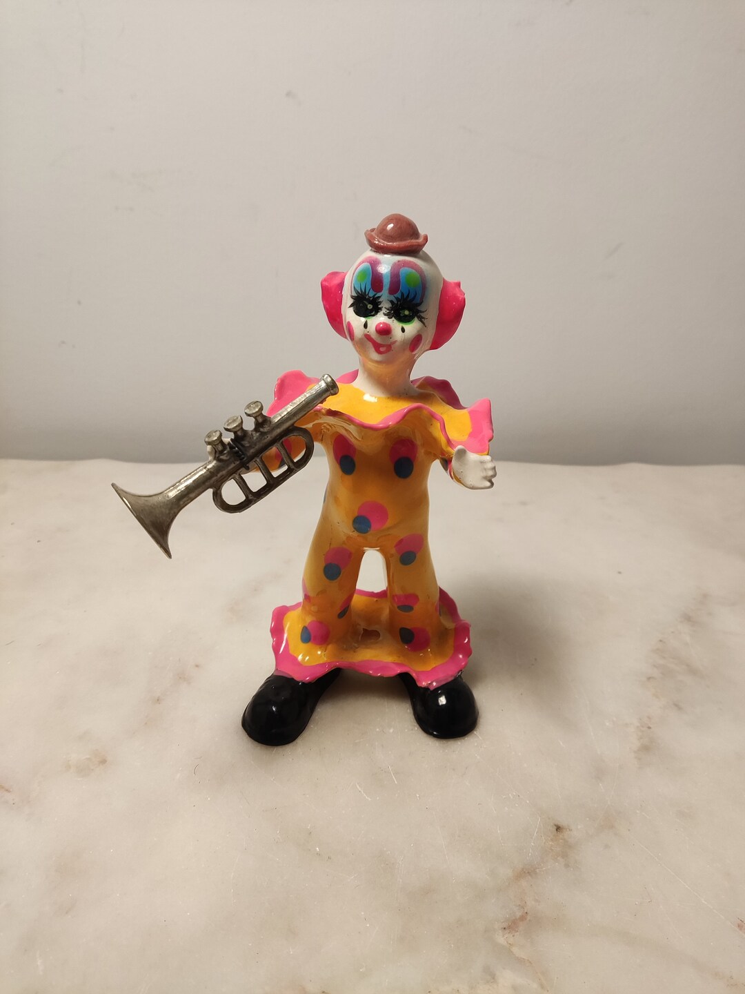 Porcelain Circus Clown Figurine/doll Holding a Metal Trumpep,decorative ...