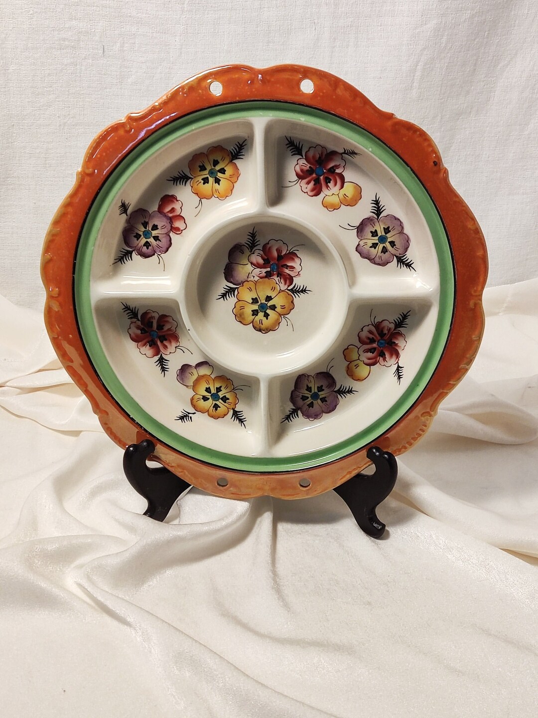 Vintage Japanese Ceramic Divided Plate: Multi-purpose Serving Dish ...