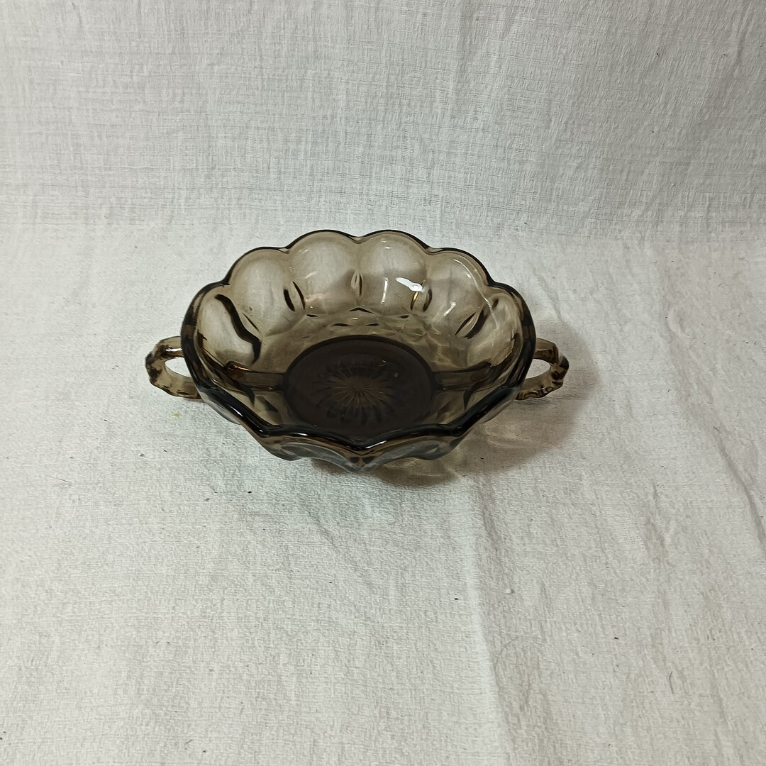 Vintage Brown Color Handled Glass Bowl/dish, Trinket Dish, Candy/nuts ...