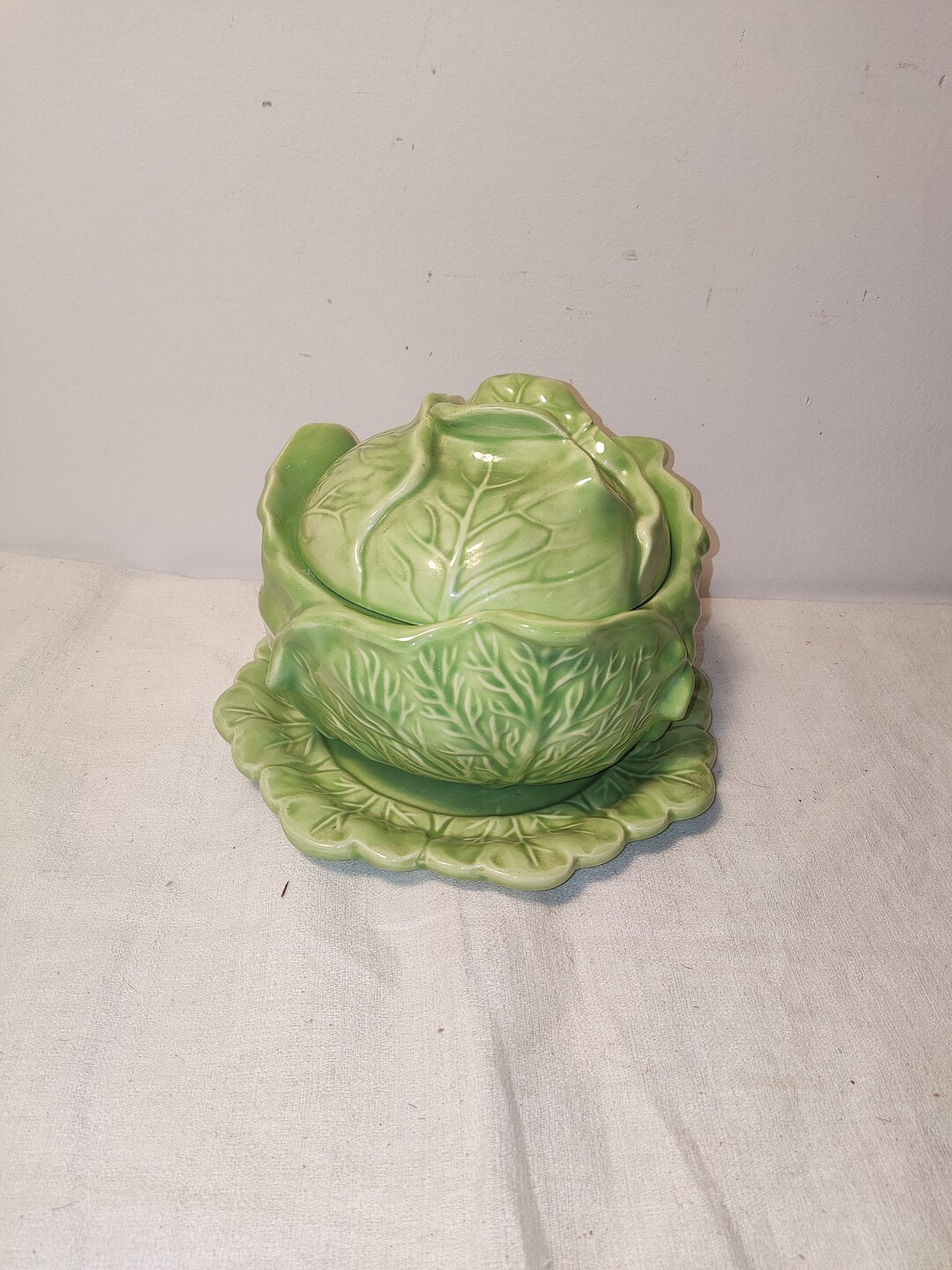3 Pc of Vintage Ceramic Lidded Cabbage-shaped Candy Bowl,nuts Bowl ...
