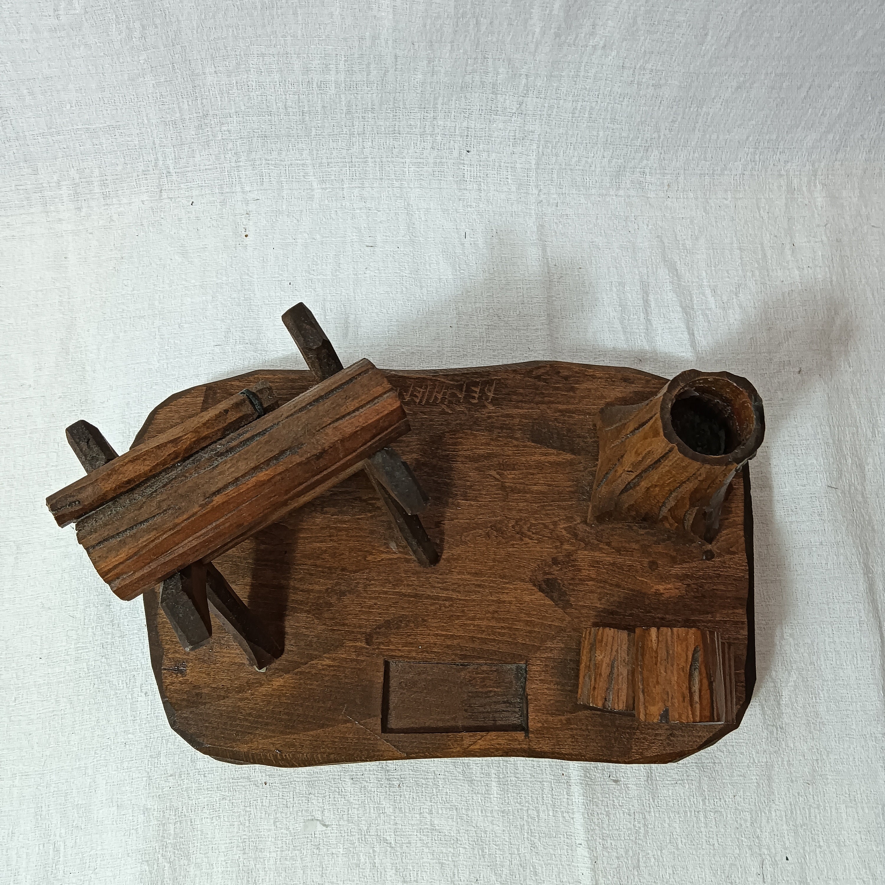 Vintage Handmade Wooden Sawmill Candlestick - Unique Signed Art Piece ...