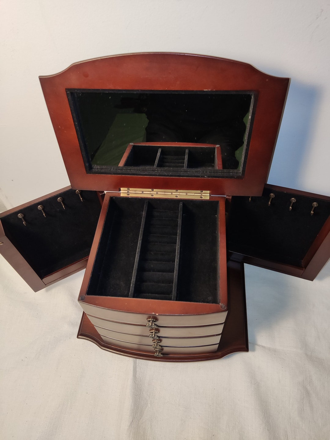 Bombay Wooden Jewelry Box/chest/storage/oganizer,two Drawers,two Swing ...