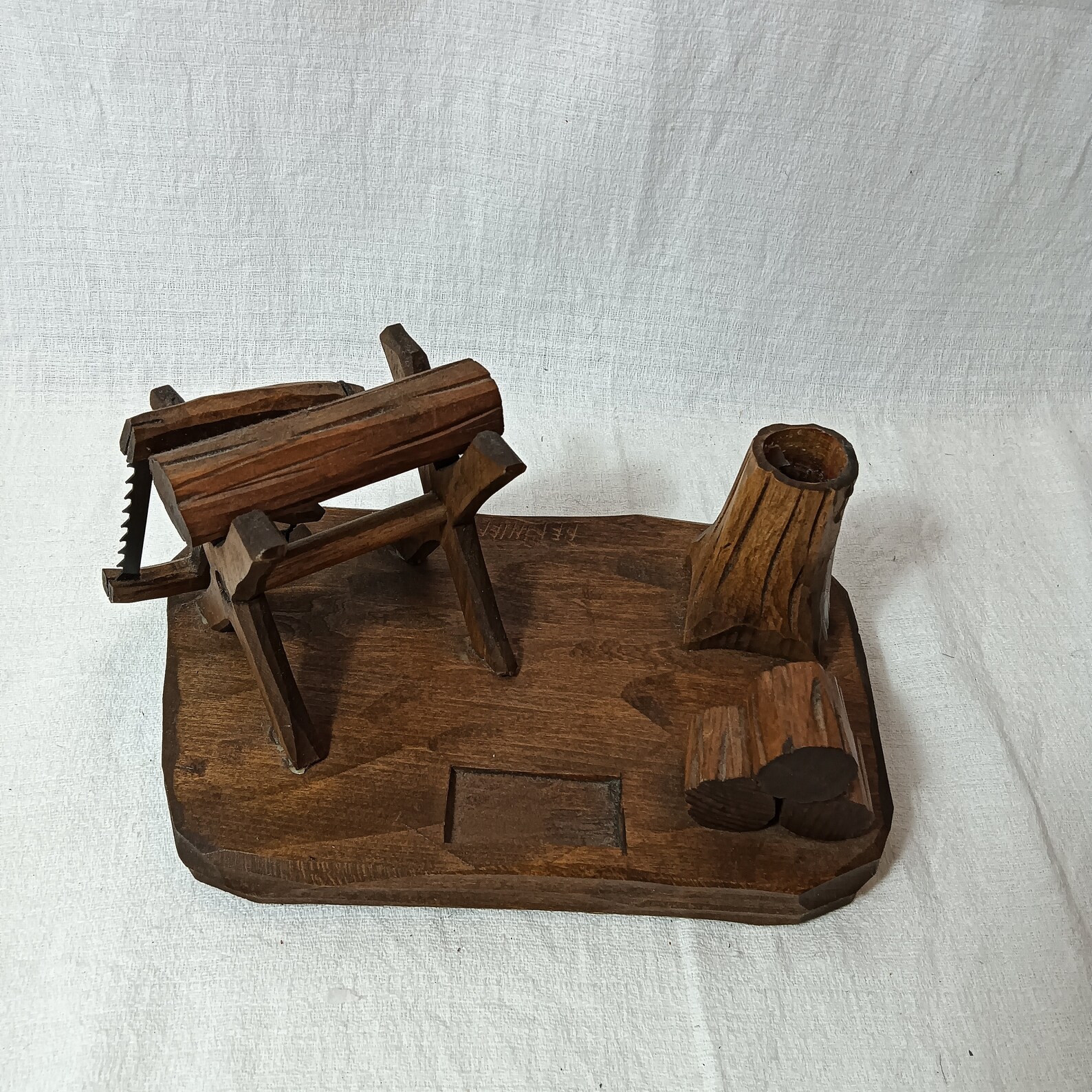 Wooden Sawmill Candlestick - Vintage Handmade Unique Signed Art Piece ...