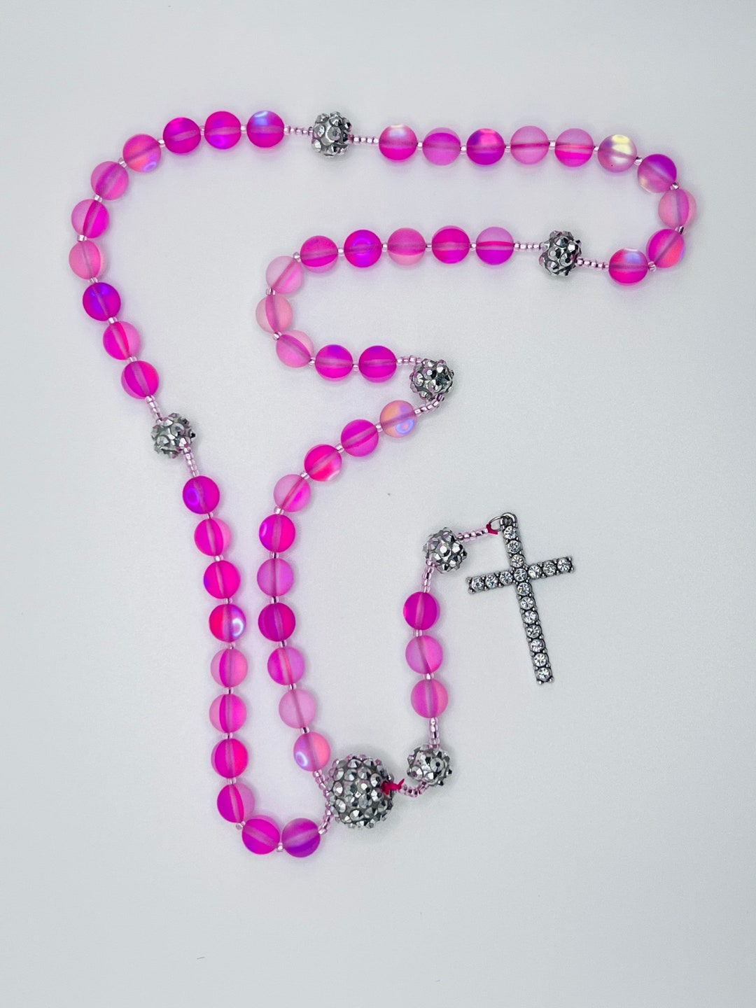 Pink Rhinestone Rosary - Etsy