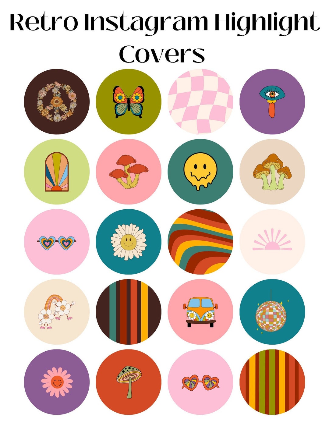 Retro Instagram Highlight Covers - Etsy