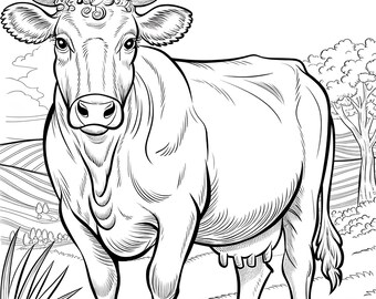 cow eating grass coloring pages