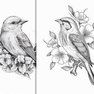 Bird Tattoo Sketch – Black and White Line Art, Minimalist Bird Flash ...