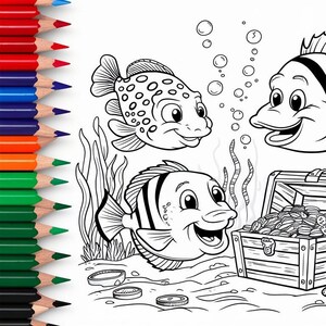 Underwater Exploration Coloring Page Printable Ocean Adventure Art for ...