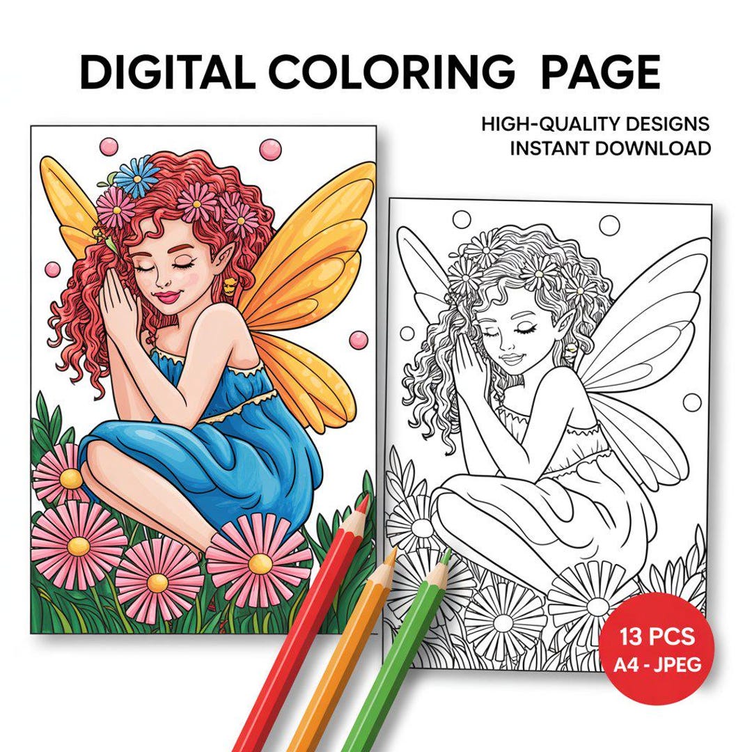 Fairy Coloring Page – Magical Printable Coloring Sheet for Kids ...