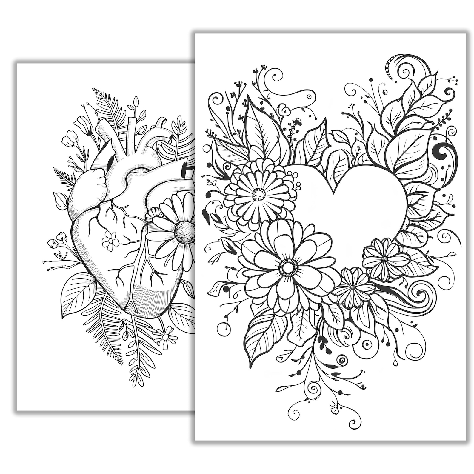 Heart Coloring Page Printable Heart Design for Relaxing and Creative ...