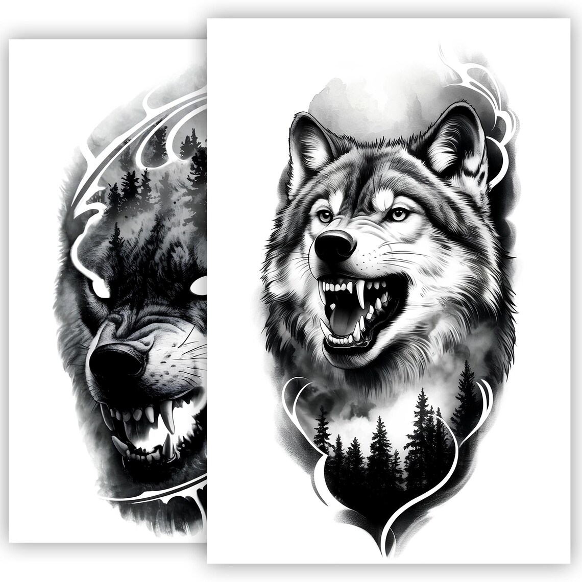 Wolf Tattoo Sketch 2 – Lone Wolf Fine Line Design, Nature & Wildlife ...