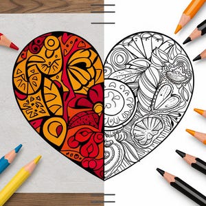 Heart Coloring Page Printable Heart Design for Relaxing and Creative ...