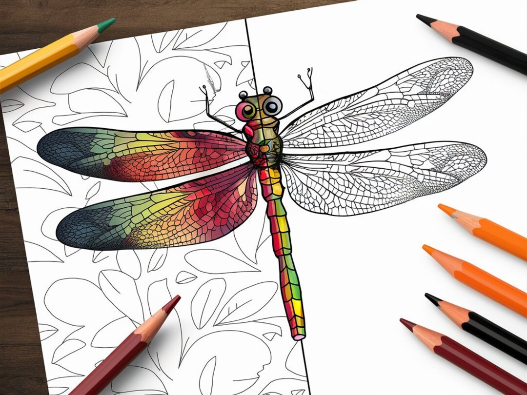 Dragonfly Coloring Page - Intricate and Detailed Nature-inspired ...