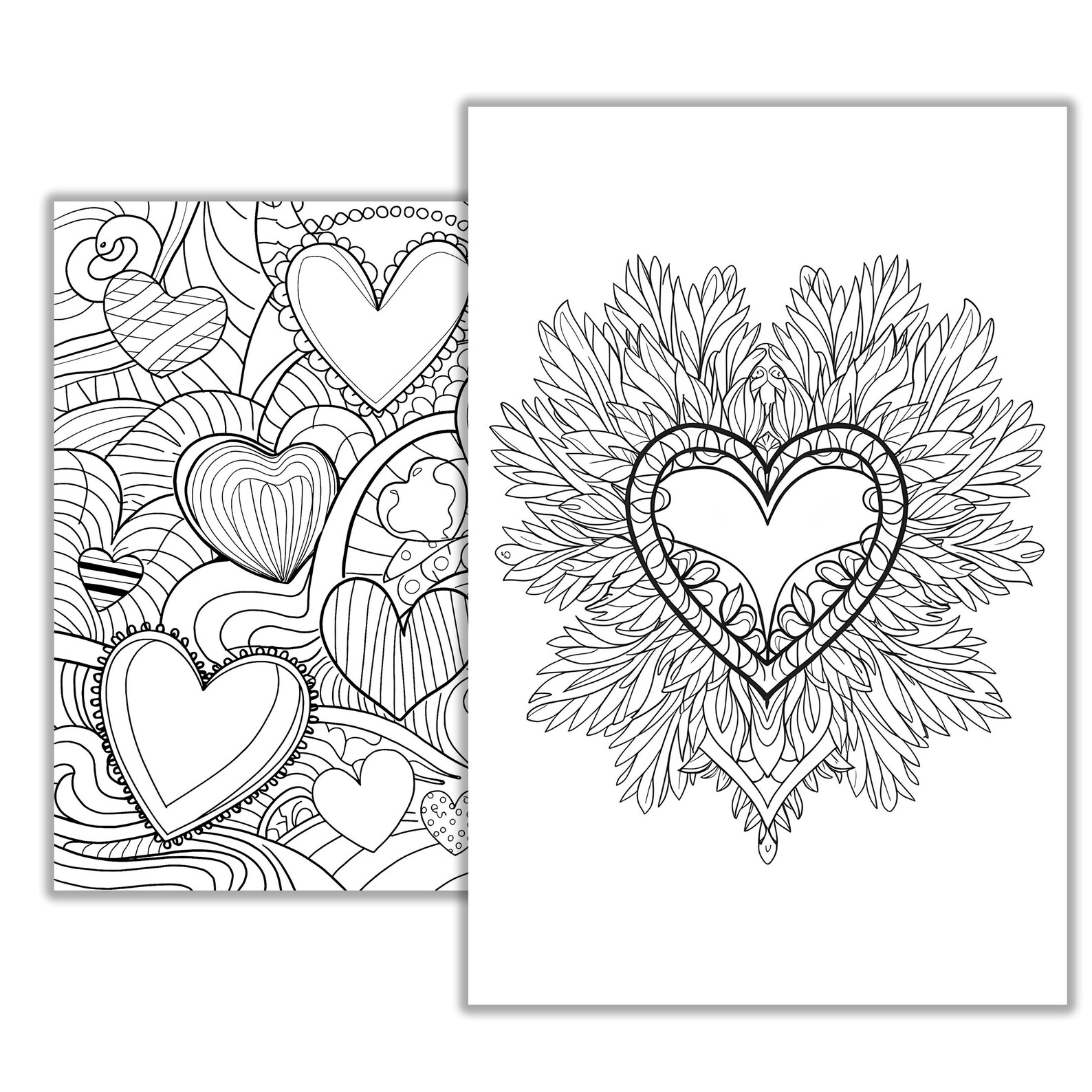 Heart Coloring Page Printable Heart Design for Relaxing and Creative ...