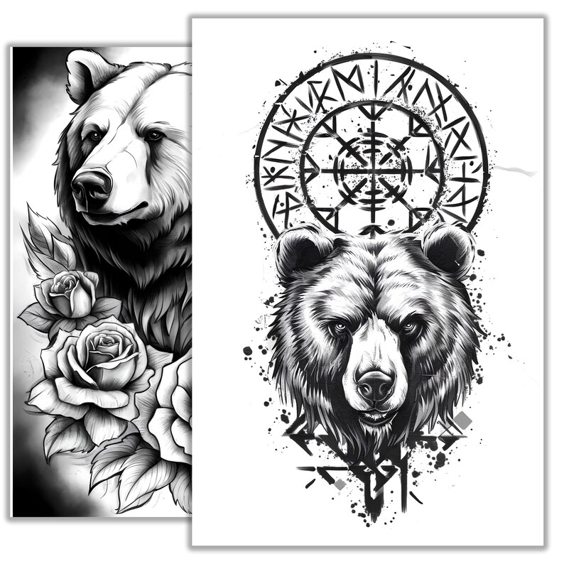Bear Tattoo Sketch – Wilderness Animal Line Art Design, Blackwork ...