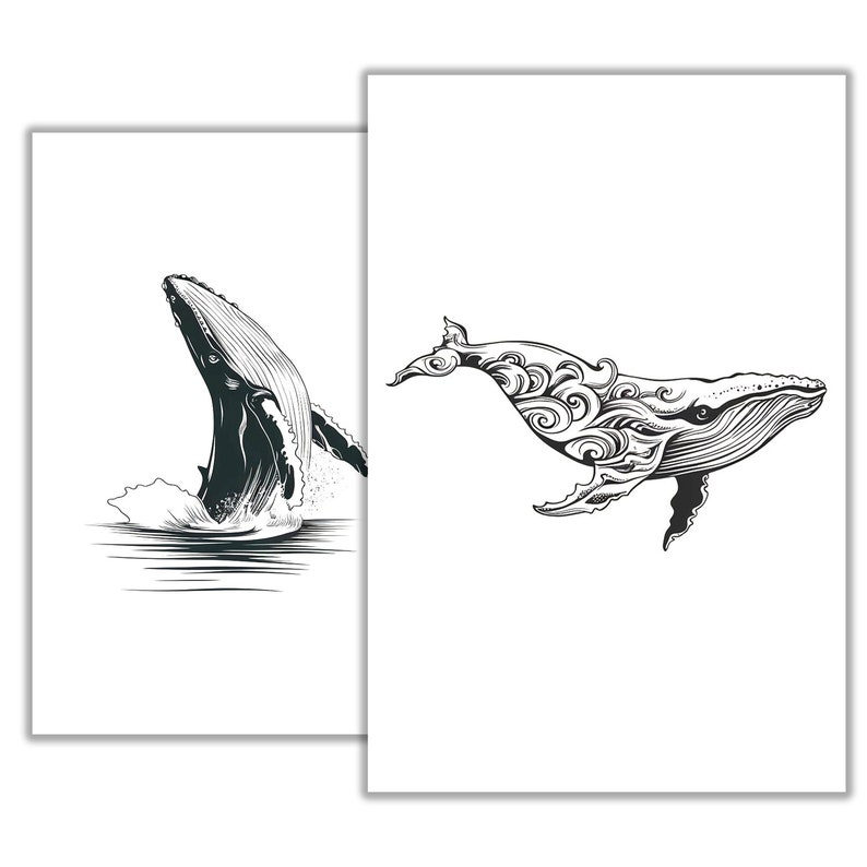 Whale Tattoo Design - Intricate and Unique Ocean-inspired Art - Etsy