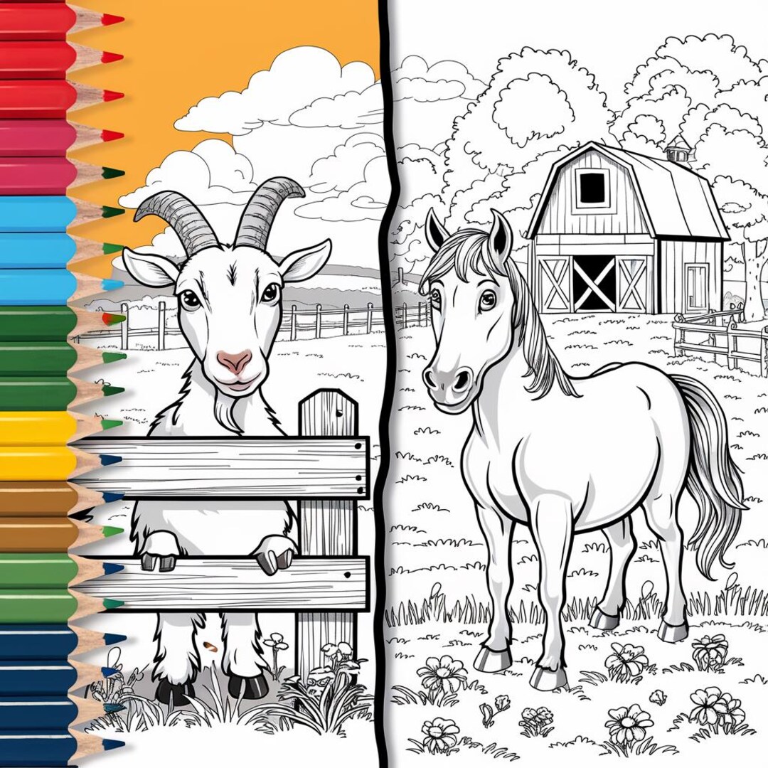 Farm Coloring Page – Fun and Educational Printable for Kids - Etsy